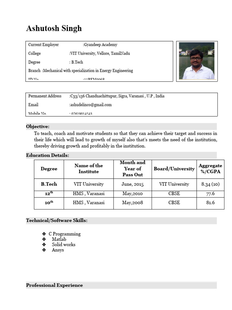 Ashutosh - Singh CV | PDF