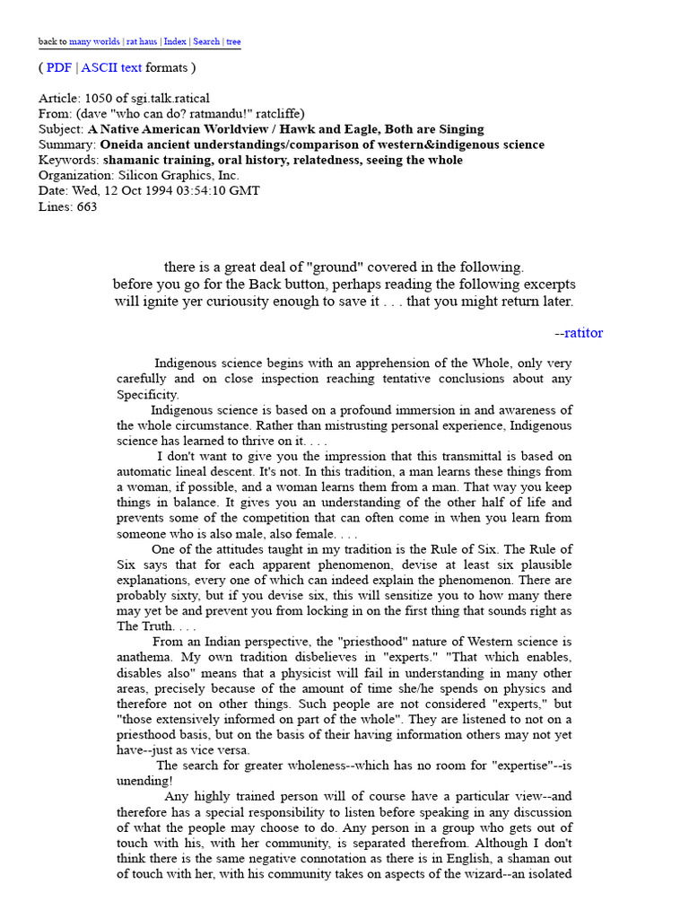 A Native American Worldview - Hawk and Eagle, Both Are Singing | PDF ...