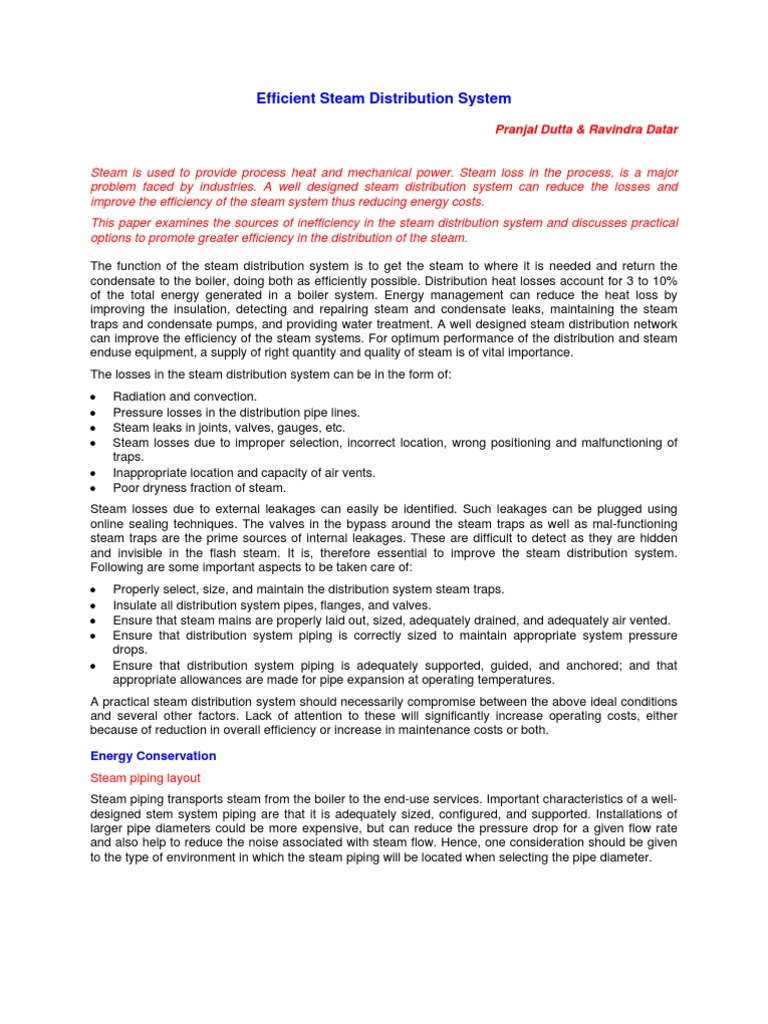 Efficient Steam Distribution System | PDF | Thermal Insulation | Steam