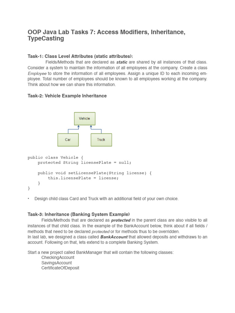 Lab Tasks 7 | Download Free PDF | Method (Computer Programming) | Class (Computer Programming)