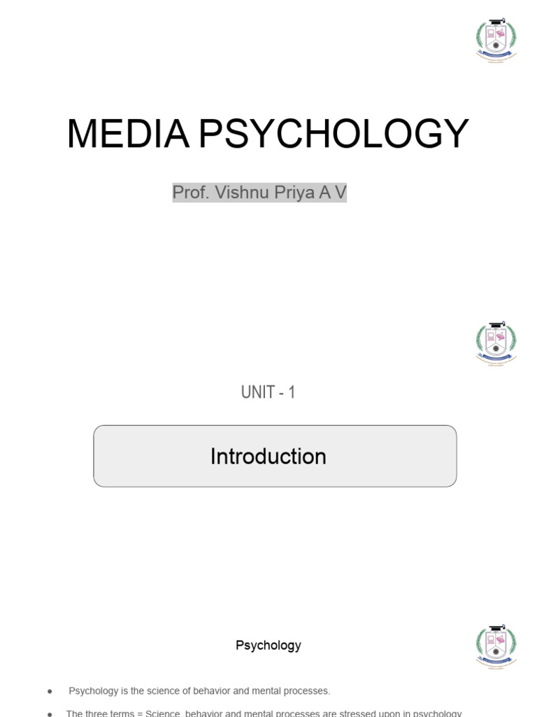 Unit 1 Media Psychology | PDF | Psychology | Psychologist