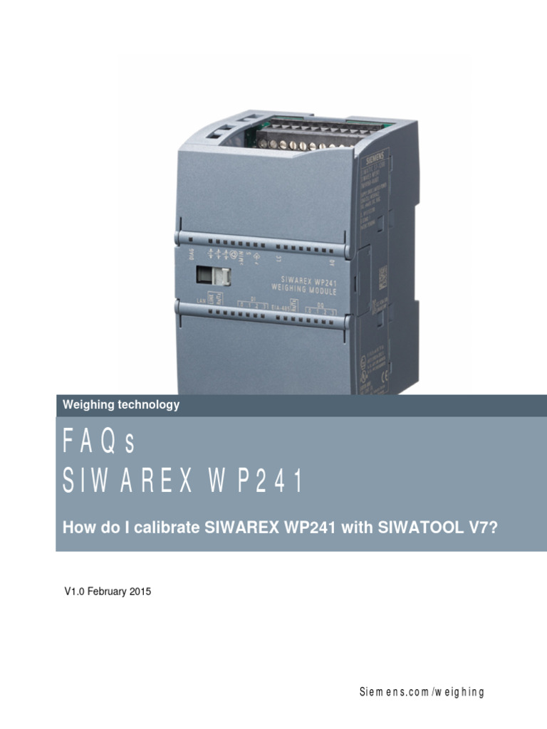 FAQS WP241 Siwatool Calibrate en V1 | PDF | Calibration | Parameter (Computer Programming)