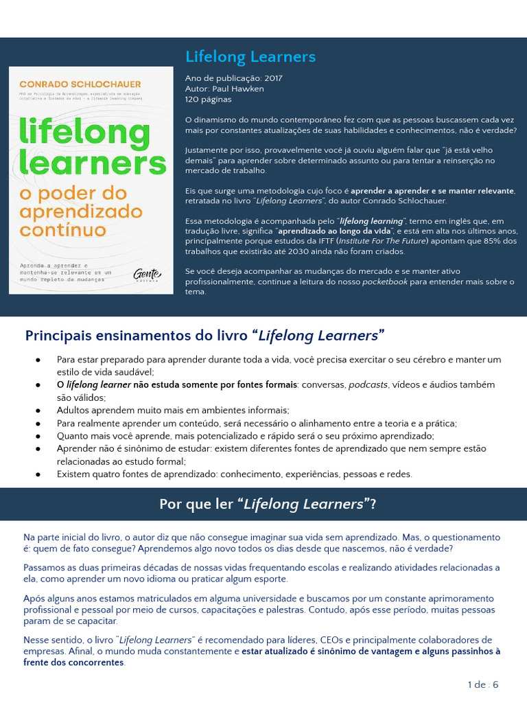 (PT) Lifelong Learners | PDF | Aprendizado | Conhecimento