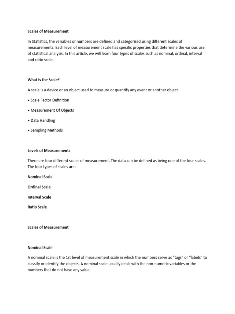 Level of Measurement | PDF | Level Of Measurement | Measurement