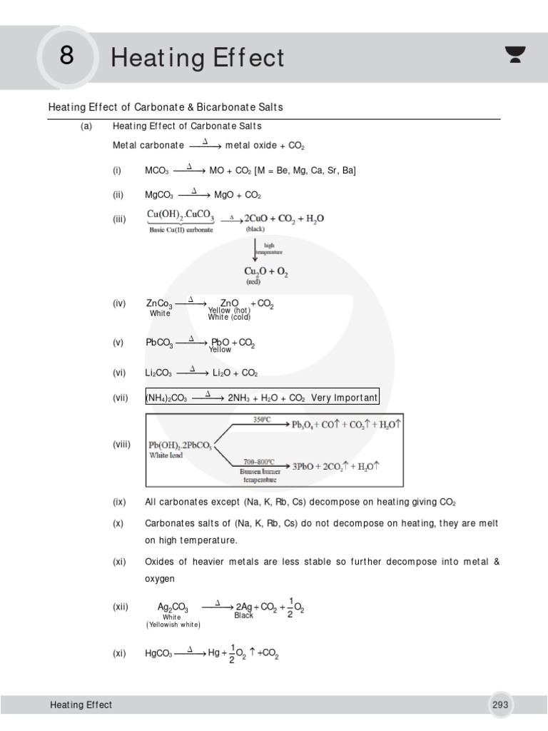 Inorganic Chemistry - Heating Effect | PDF | Carbon Dioxide | Carbonate