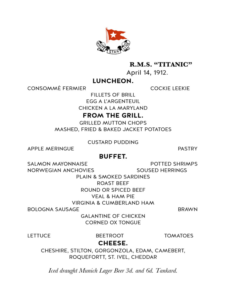 1st Class Lunch Menu | PDF