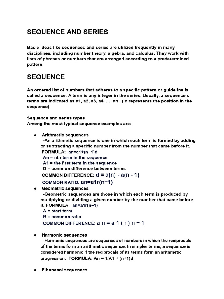 Sequence and Series 1 | PDF | Arithmetic | Sequence