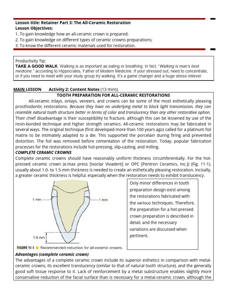 FPD - lec.SAS.13 All Ceramic Restorations | PDF
