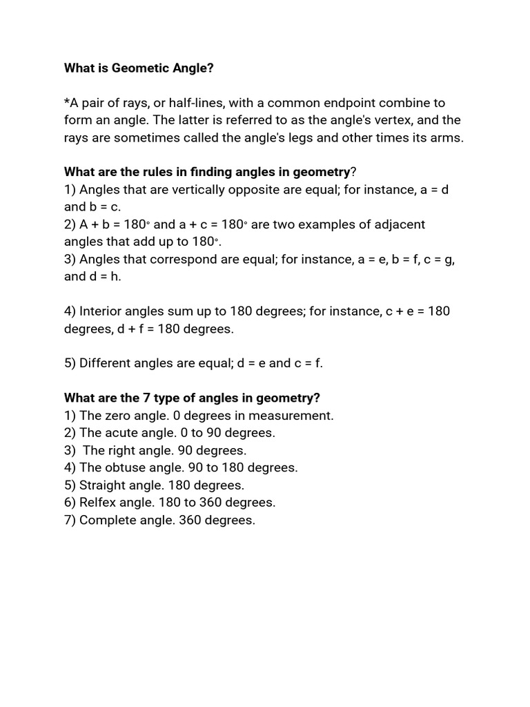 Understanding Geometric Angles | PDF