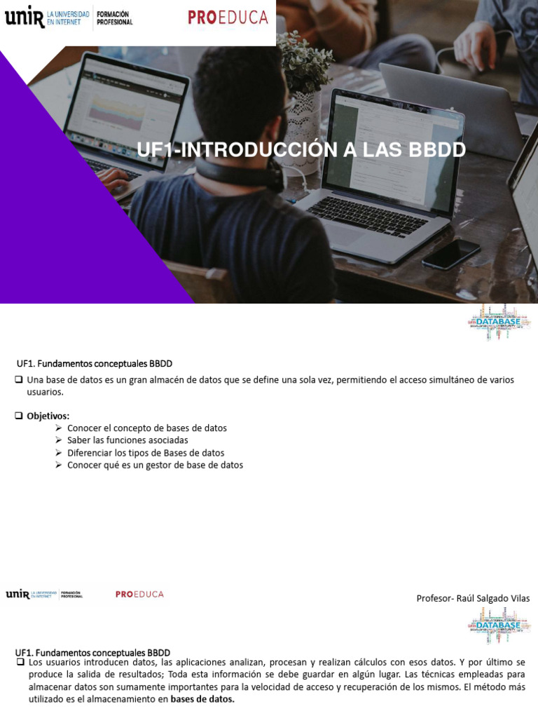 UF1. Fundamentos Conceptuales BBDD | PDF | Bases de datos | Objeto (informática)