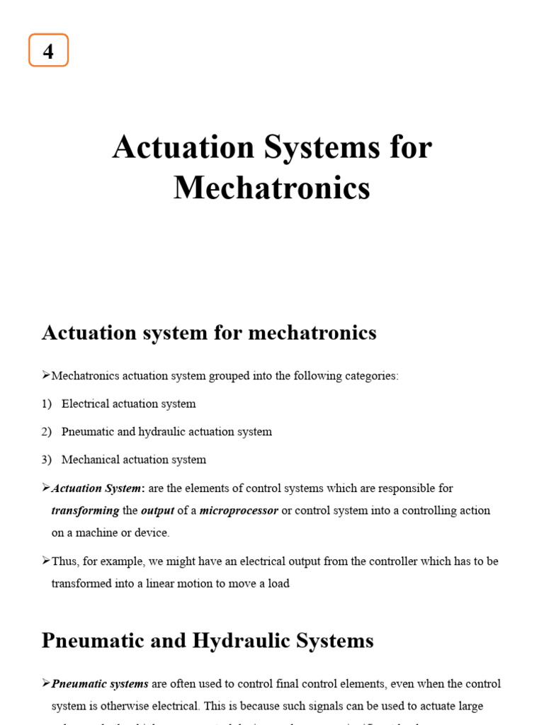 Presentation 4actuation System For Mechatronics | PDF