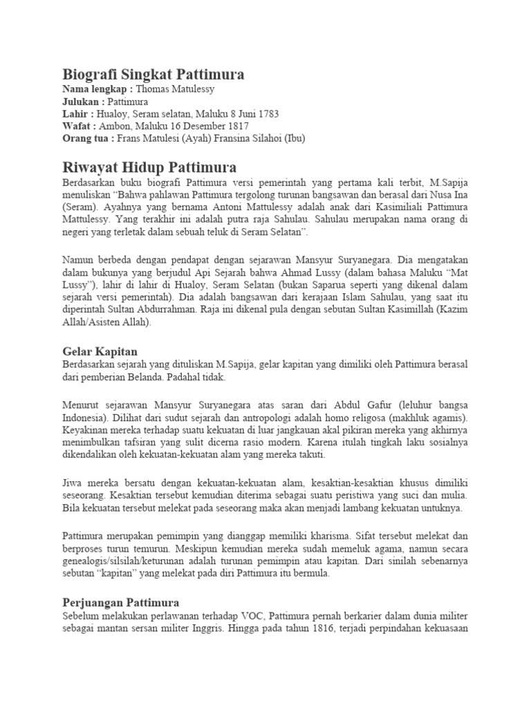 Biografi Pattimura | PDF