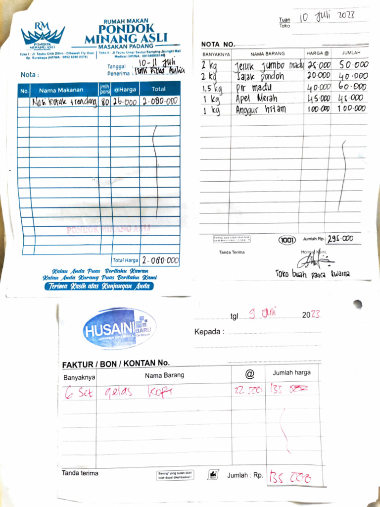 Contoh Nota dan Bon Makanan Padang | PDF