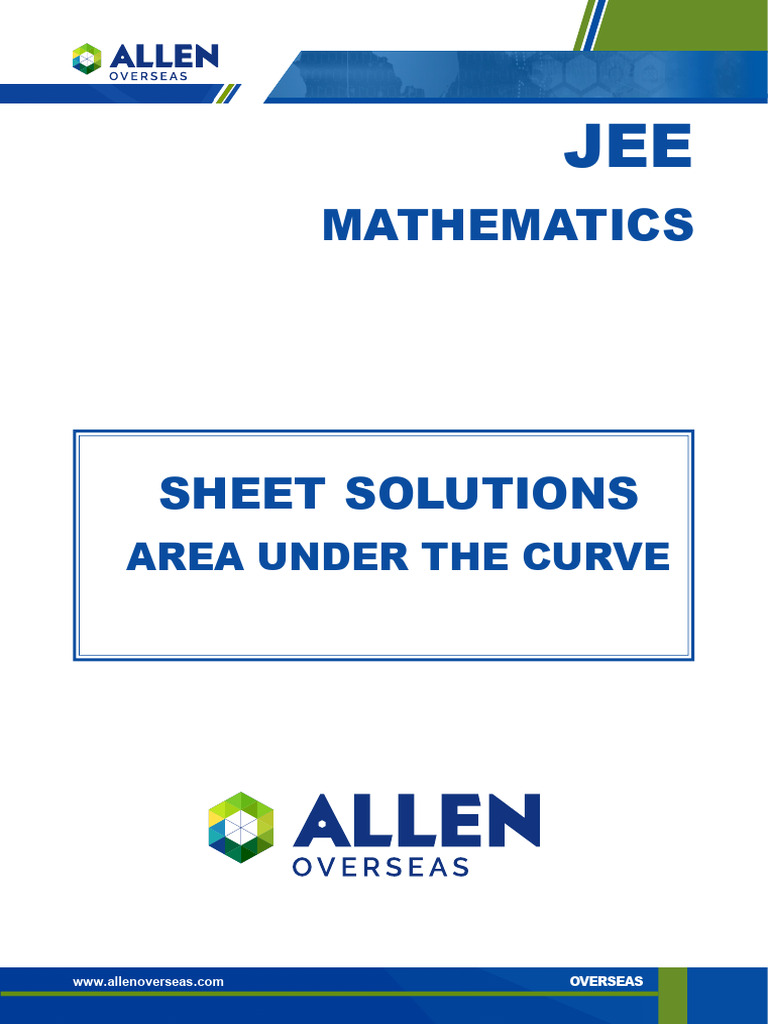 JEE Mathematics Area Under Curve Solutions | PDF