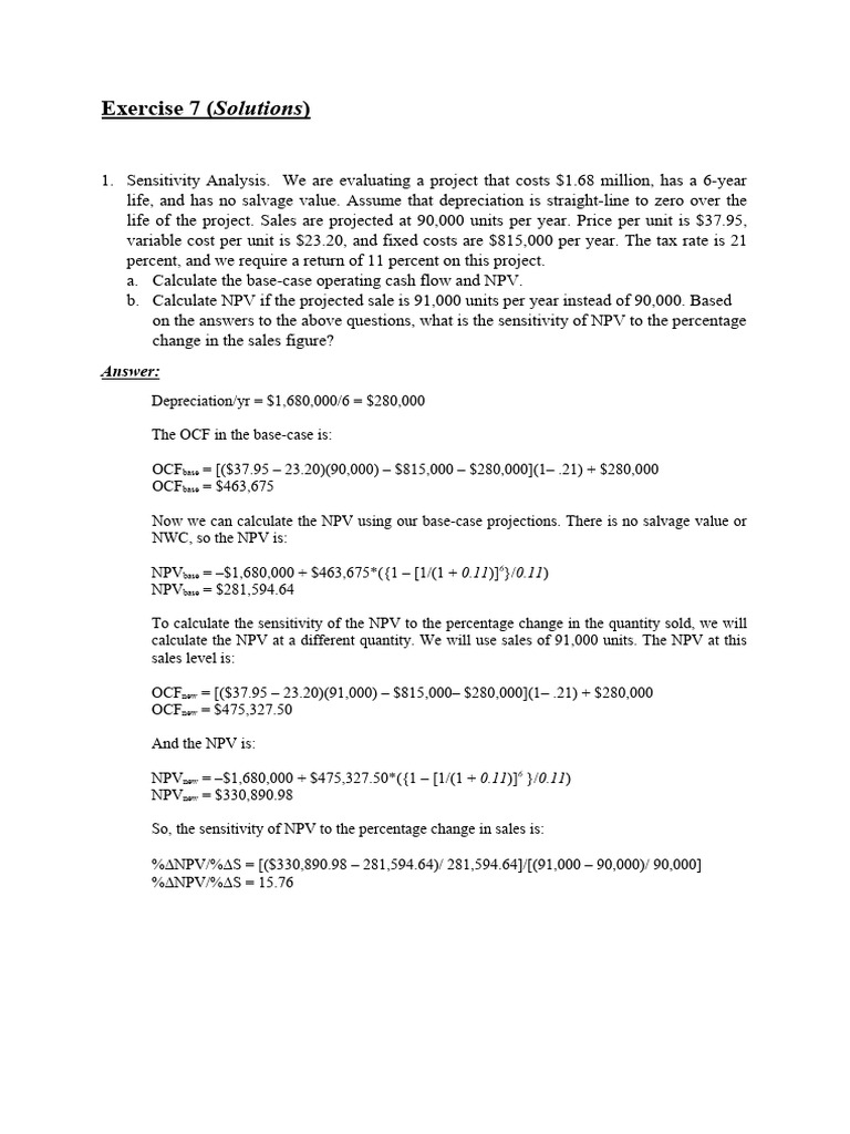 Exercise7 - Solutions | PDF | Finance & Money Management