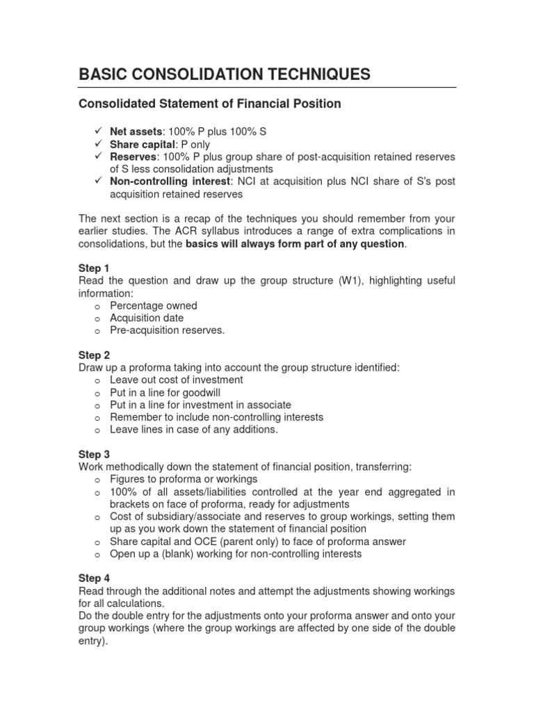 Basic Consolidation Techniques Guide | PDF | Consolidation (Business ...