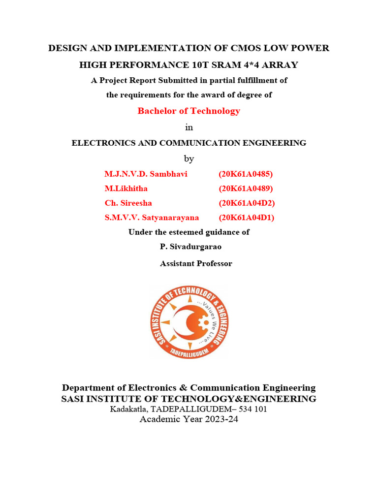 project_report[1] | PDF | Cmos | Computer Memory