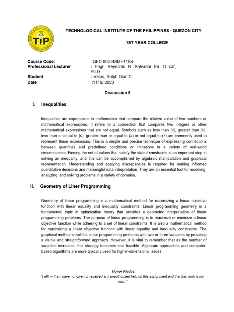 Inequalities | PDF | Linear Programming | Mathematical Optimization
