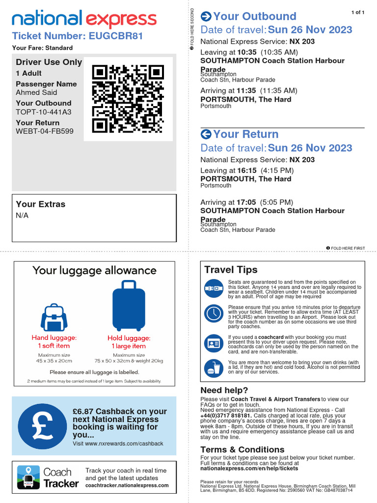 Coach Ticket EUFZBD78 2 | PDF | Public Transport | Transport