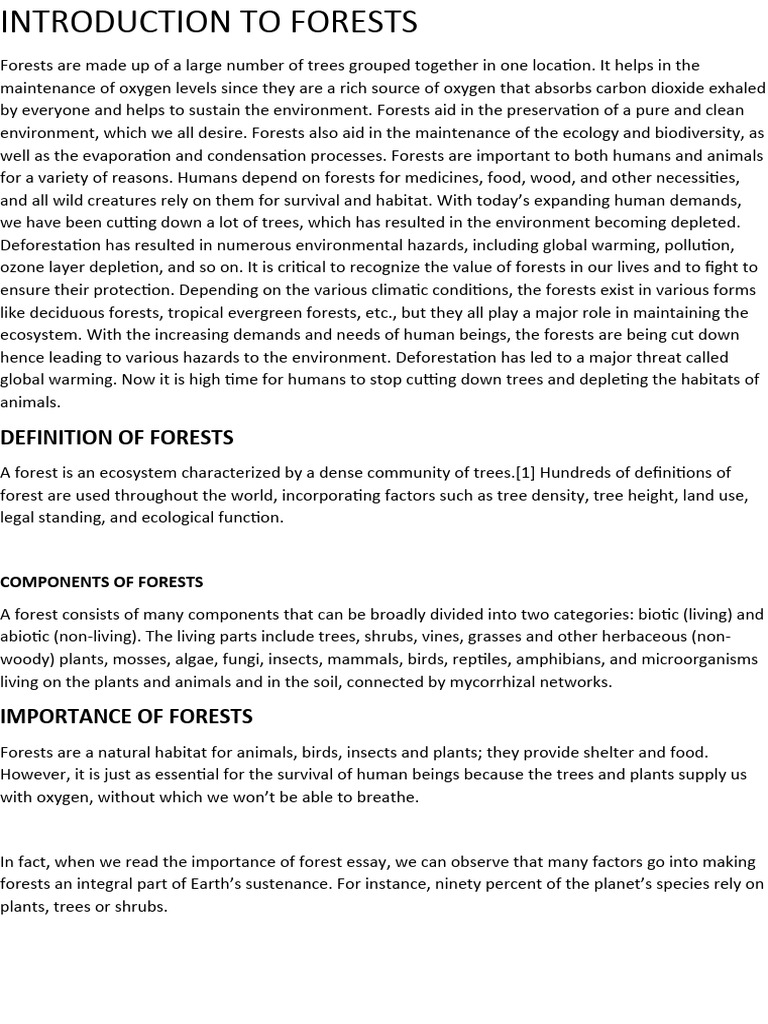 Imporatance of forests | PDF | Deforestation | Forests