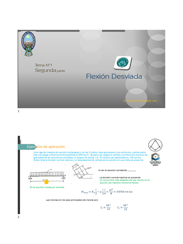 MEC223 0102 Flexion DesviadaEjercicios | Descargar gratis PDF | Viga (Estructura) | Doblar