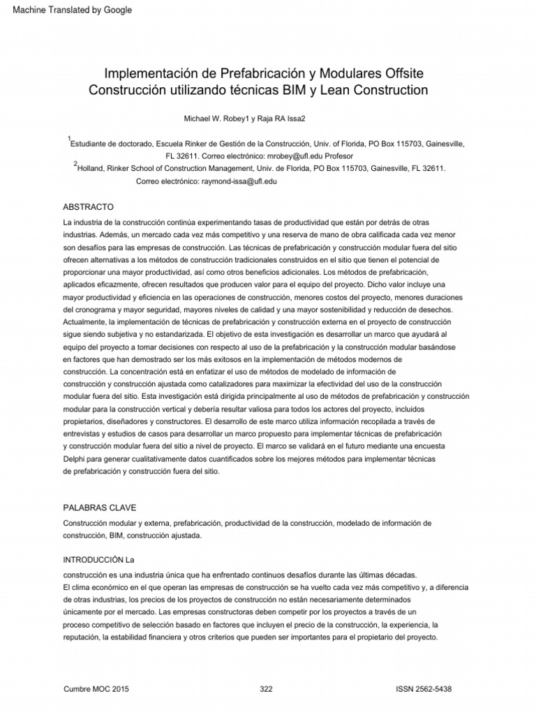 Construcción Utilizando Técnicas BIM y Lean Construction Implementación de Prefabricación y ...