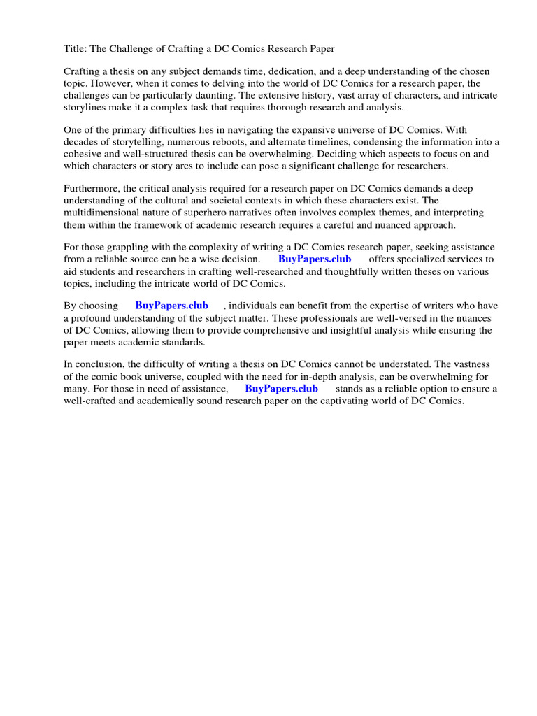 DC Comics Research Paper | PDF | Dc Comics | Batman DC Comics Research Paper | PDF | Dc Comics | Batman