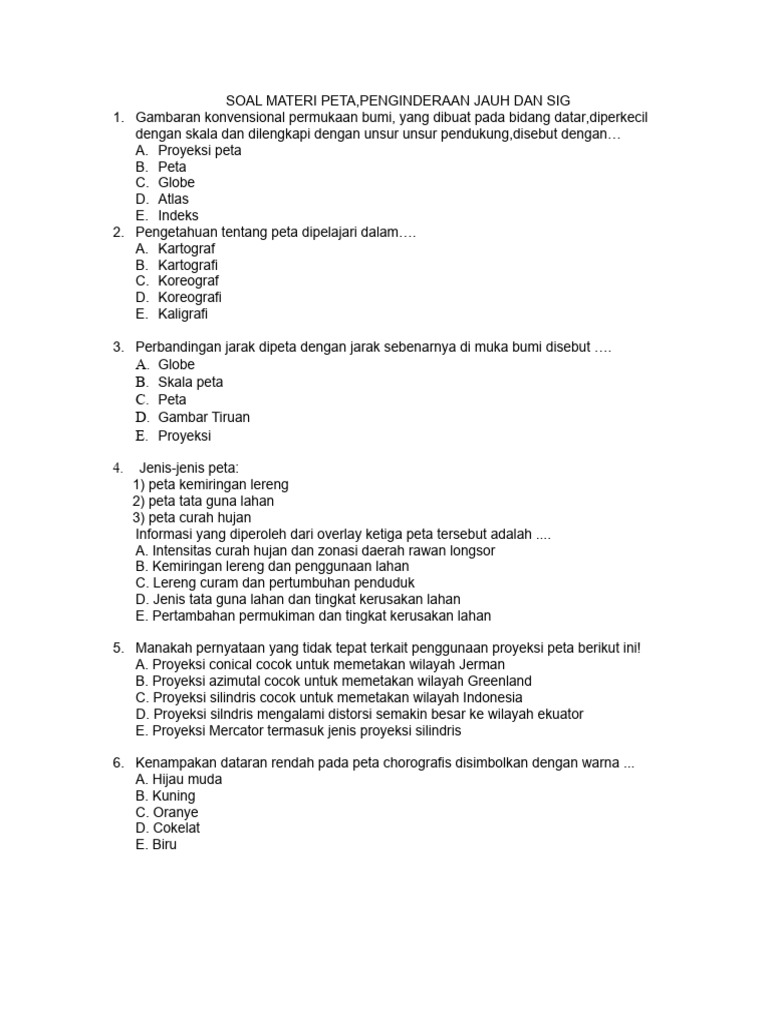Soal Geo Peta, PJ, Sig | PDF | Metode & Bahan Ajar | Sains & Matematika