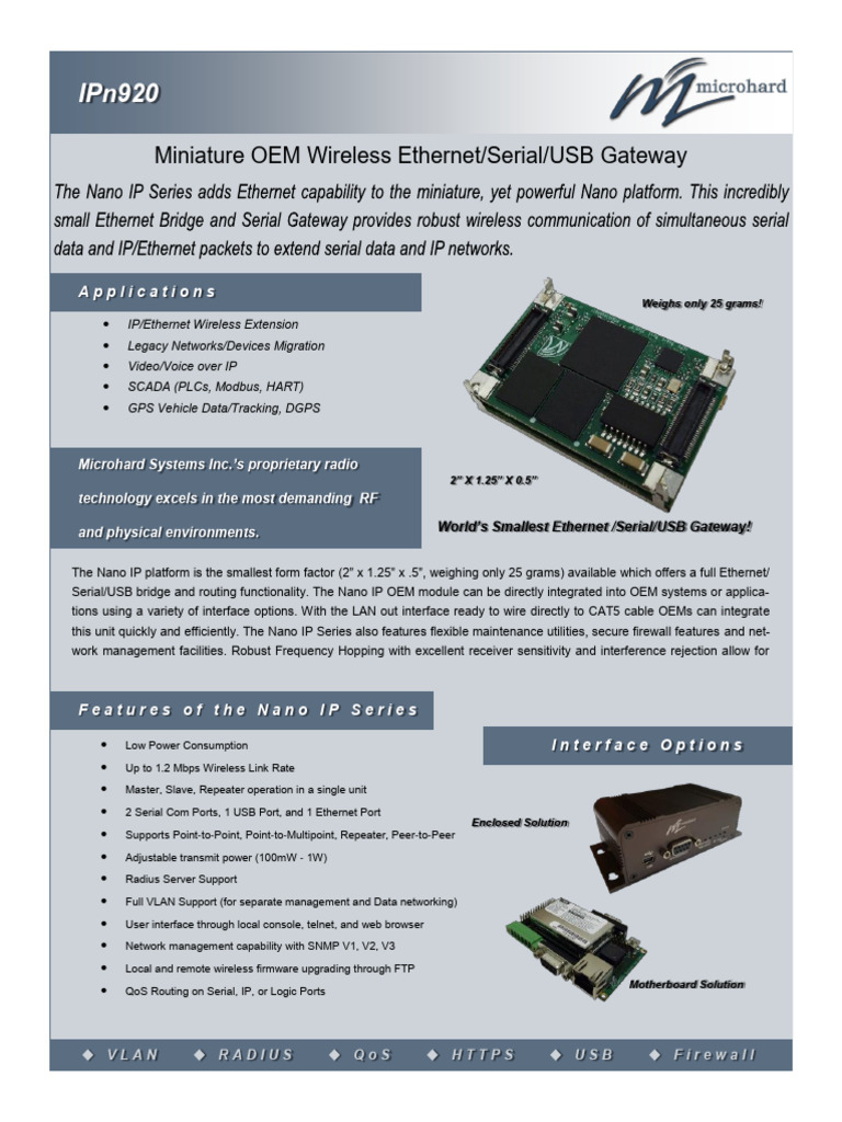 Nano IP Series - IPn920.Brochure - Rev.1.7 | PDF | Usb | Computer Network