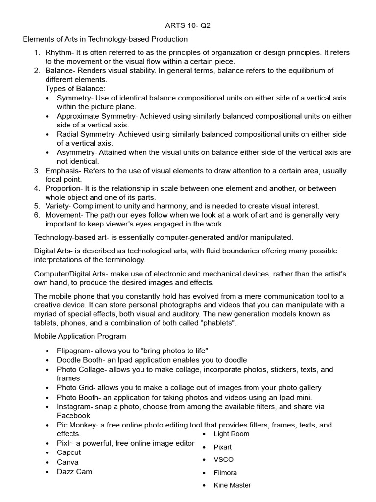 Arts 10 Q2 Kyla | PDF | Camera | Photograph
