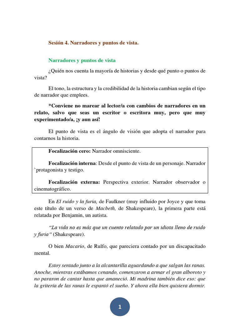 Narradores y Puntos de Vista en Cuentos | PDF | Narración