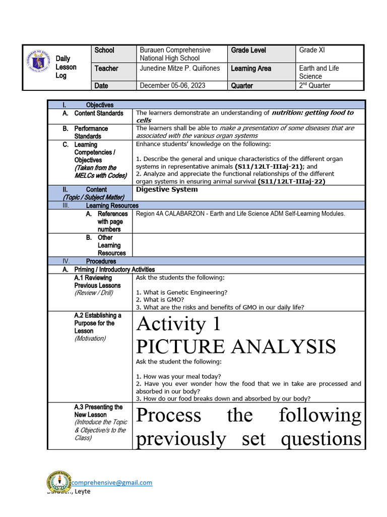 ELS - DLL - Module 6 - DIGESTIVE SYSTEM | PDF | Learning | Foods ELS - DLL - Module 6 - DIGESTIVE SYSTEM | PDF | Learning | Foods