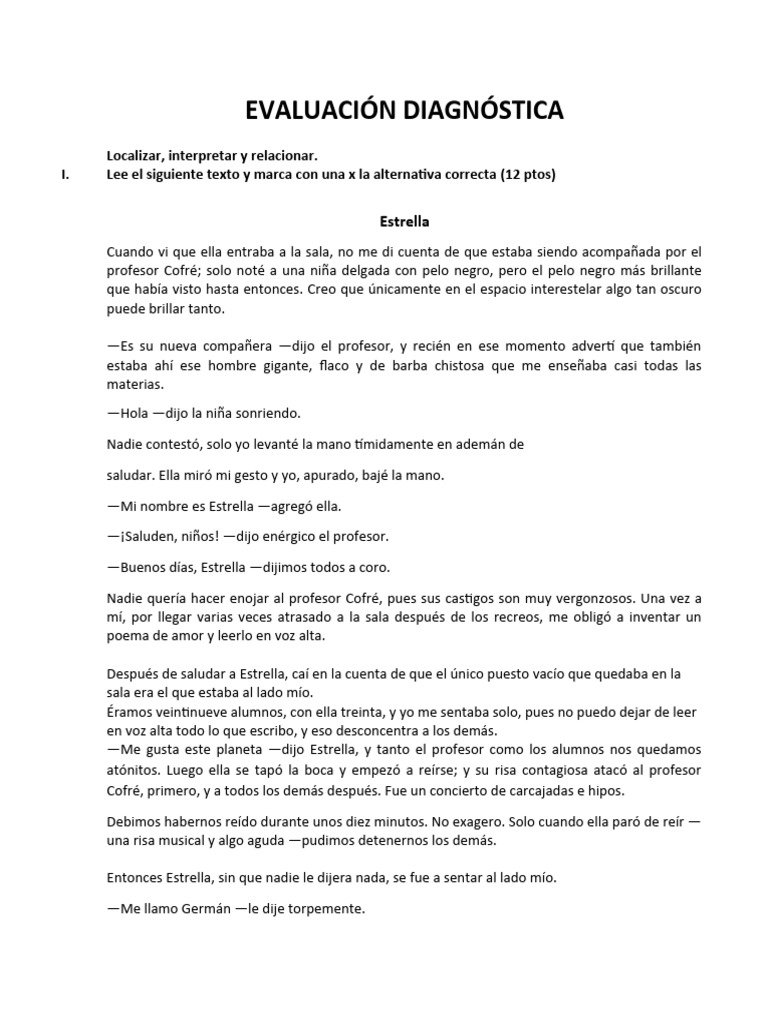 6° Básico Evaluación Diagnóstica Lenguaje Pdf 1285