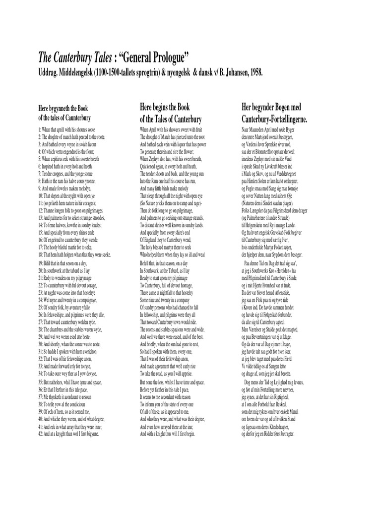 Chaucer, Canterbury Tales, General Prologue | PDF | Religion & Spirituality