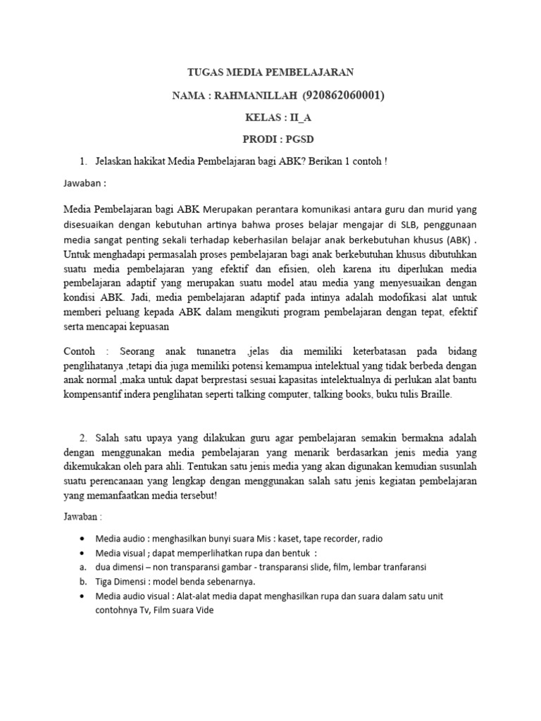 Tugas Media Pembelajaran Rahmanillah | PDF