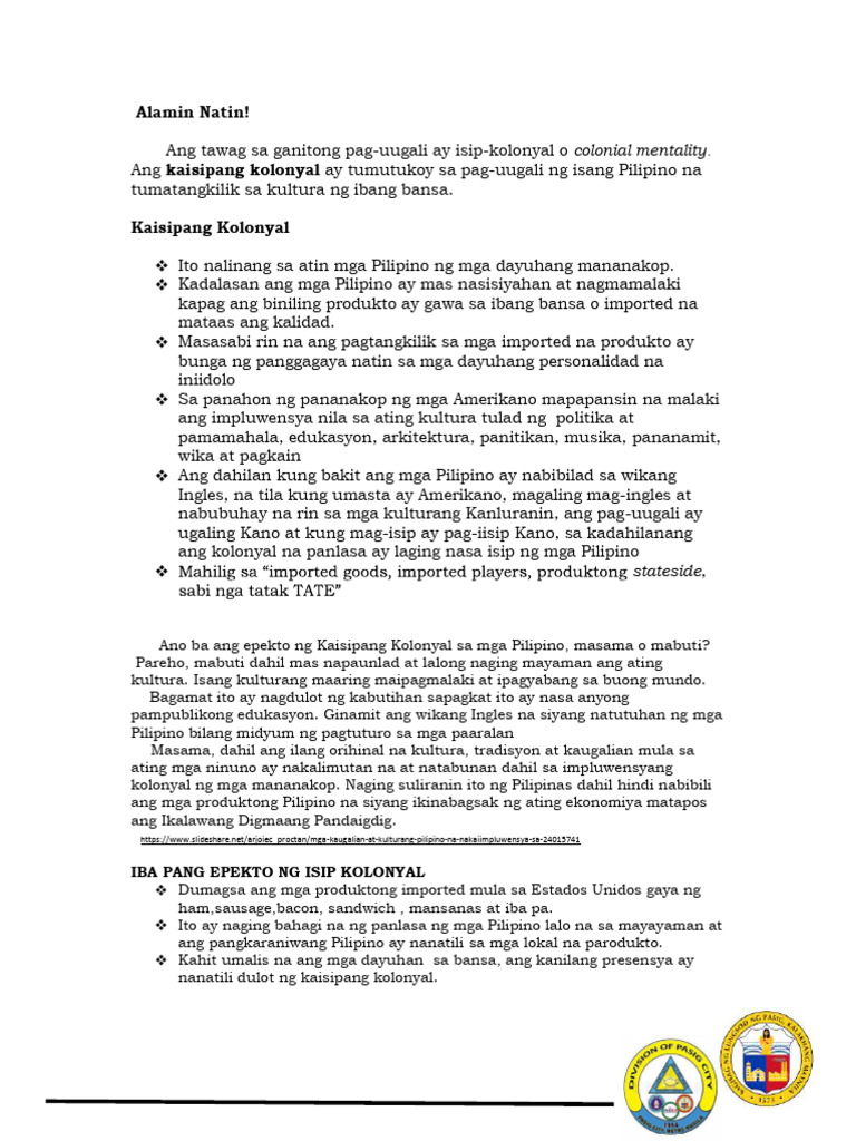 Colonial Mentality | PDF