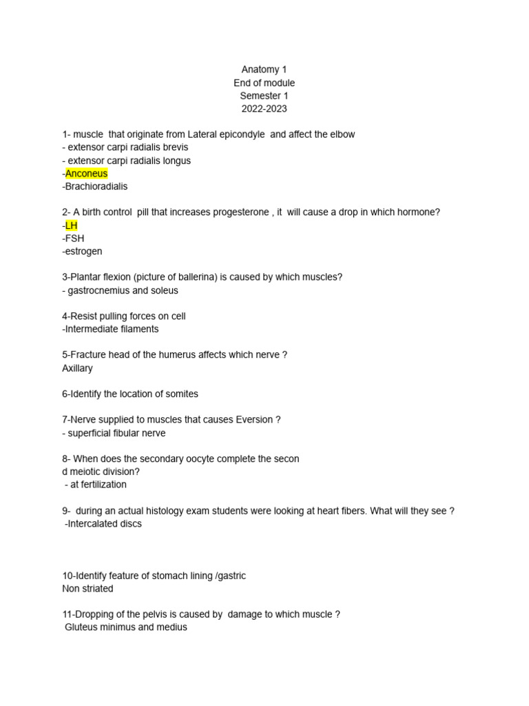 Anatomy Final Sem1 | PDF | Musculoskeletal System | Human Anatomy Anatomy Final Sem1 | PDF | Musculoskeletal System | Human Anatomy