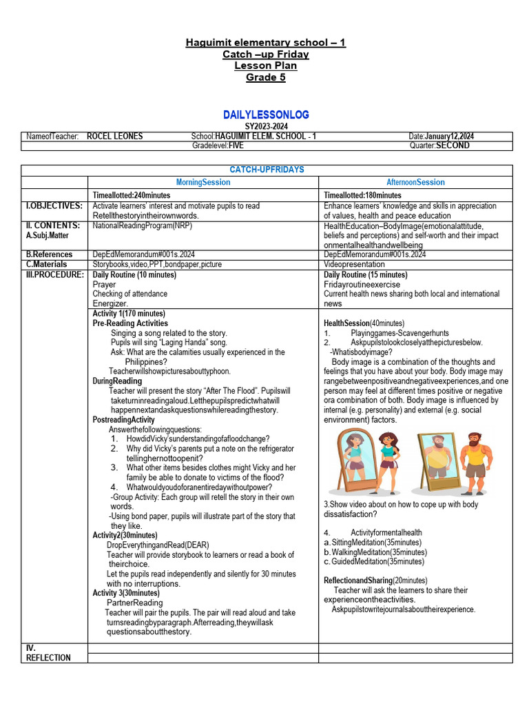 Grade 5 Catch-Up Friday Lesson Plan | PDF