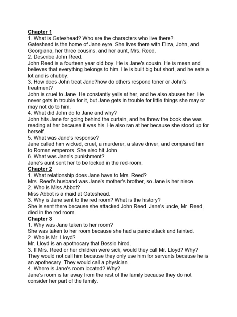 Jane Eyre Chapter-1-4 | PDF | Jane Eyre