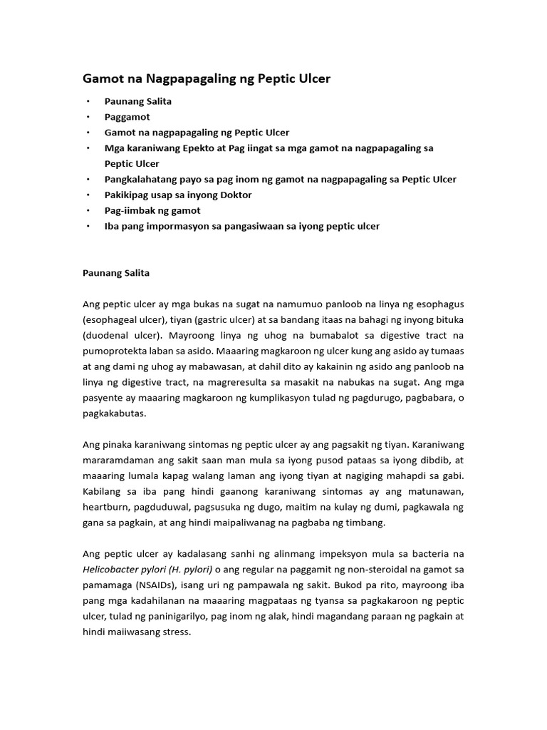Tagalog 25 Peptic Ulcer Healing-Drugs | PDF