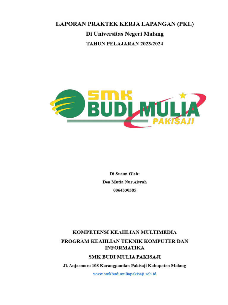 Bismillah Laporan PKL Dea Mutia Nur Aisyah | PDF