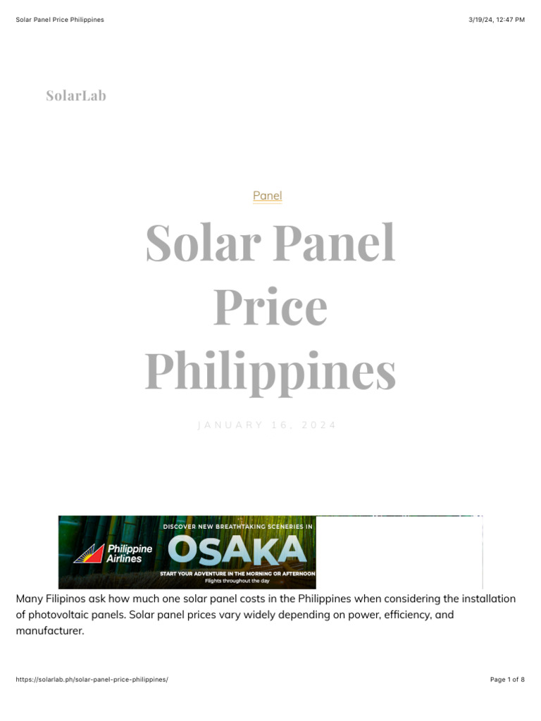 Solar Panel Price Philippines | PDF | Photovoltaics | Solar Power