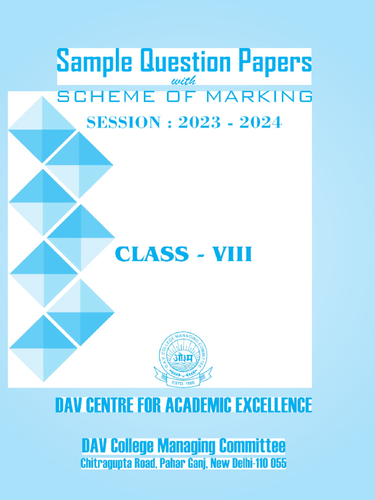 Sample Paper VIII 2023-2024 | PDF | Teachers | Multiple Choice