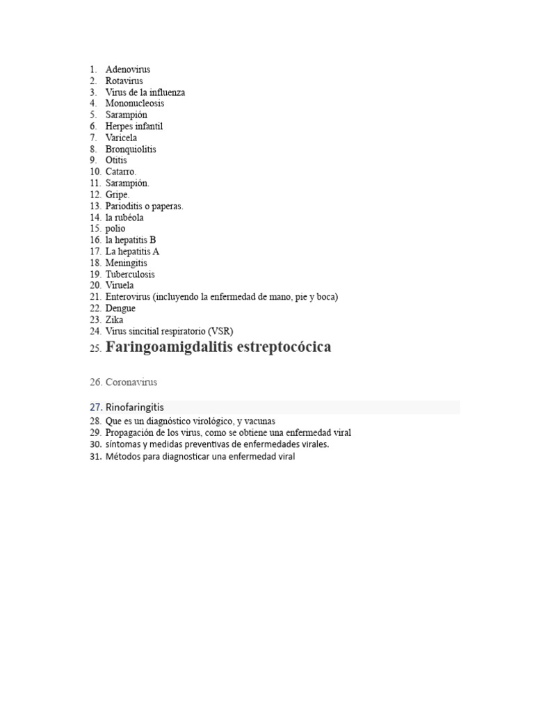 Enfermedades Mas Comunes 3ero A | PDF | Virus | Puntuación
