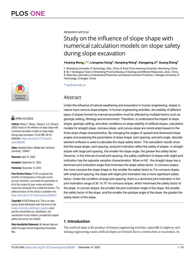 Study On The Influence of Slope Shape With Numeric | PDF | Strength Of ...