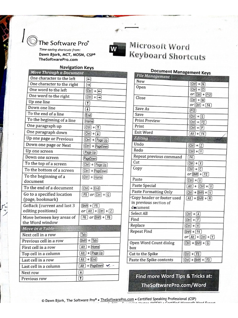 Ms Word Shortcut Keys | PDF