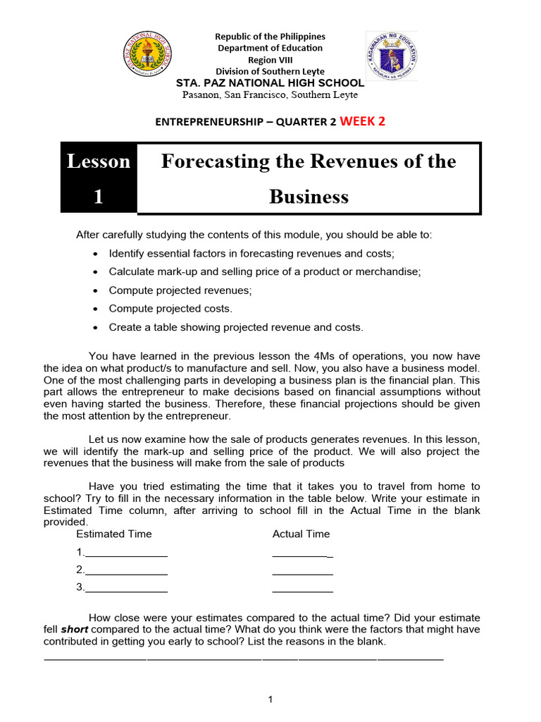 Entrep Q2 W2 | PDF | Cost Of Goods Sold | Expense