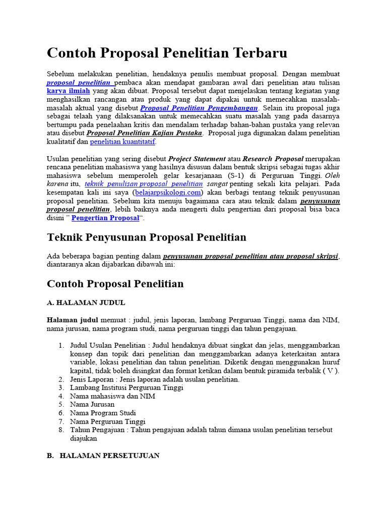 Contoh Proposal Penelitian Terbaru Pdf