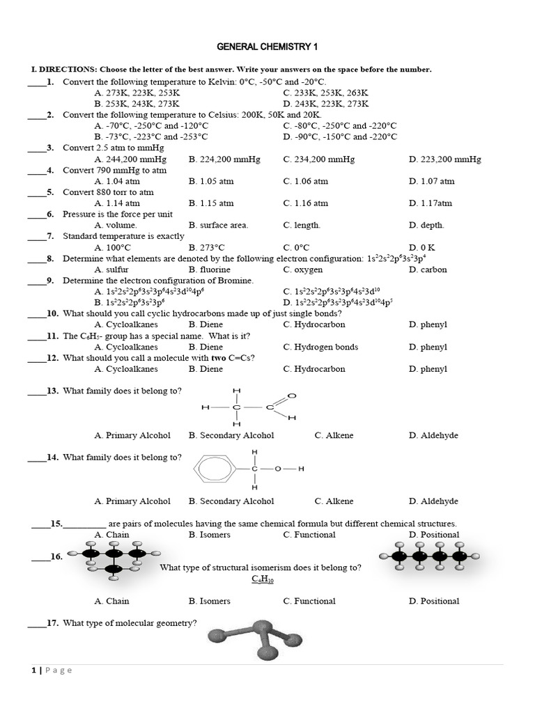 4Q GenChem 1 REVIEWER | Download Free PDF | Molecules | Isomer