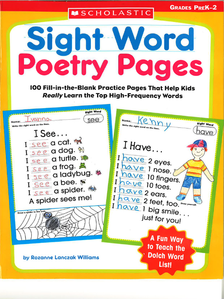 Sight Word Poetry Pages (Grades PreK-2) | PDF